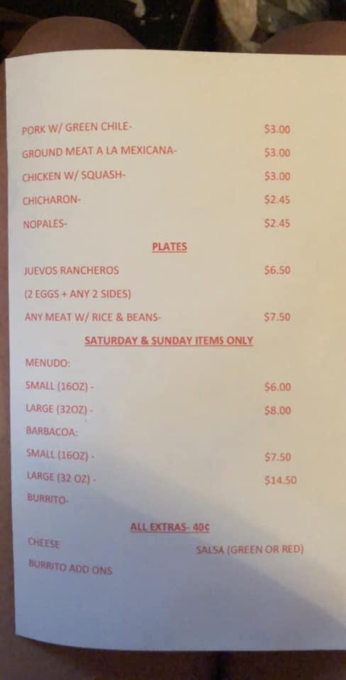 Menu at Medina's Restaurant, Brady, 701 S Bridge St