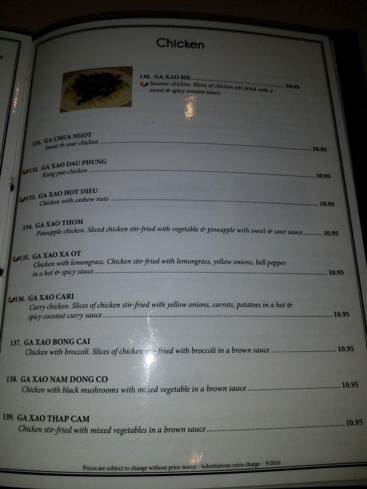 Menu at Saigon Basil restaurant, Northglenn