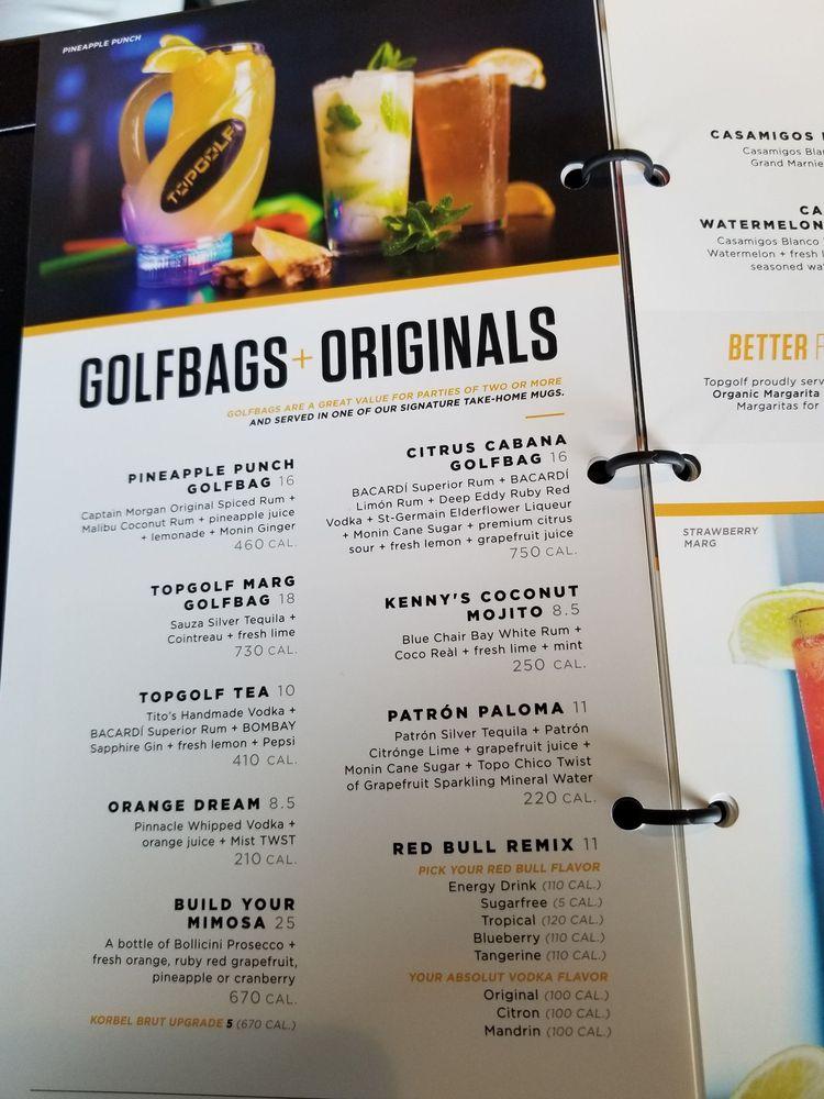 Menu at Topgolf pub & bar, Doral