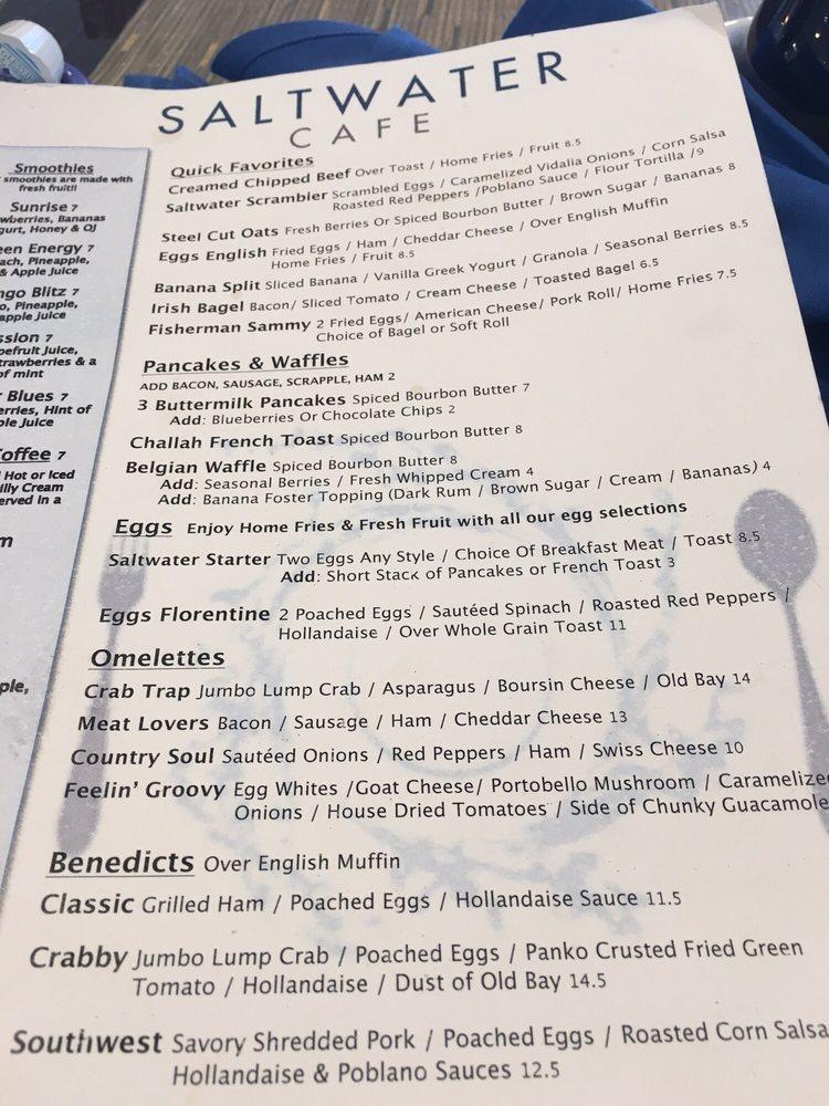 Menu at Saltwater Cafe, Cape May