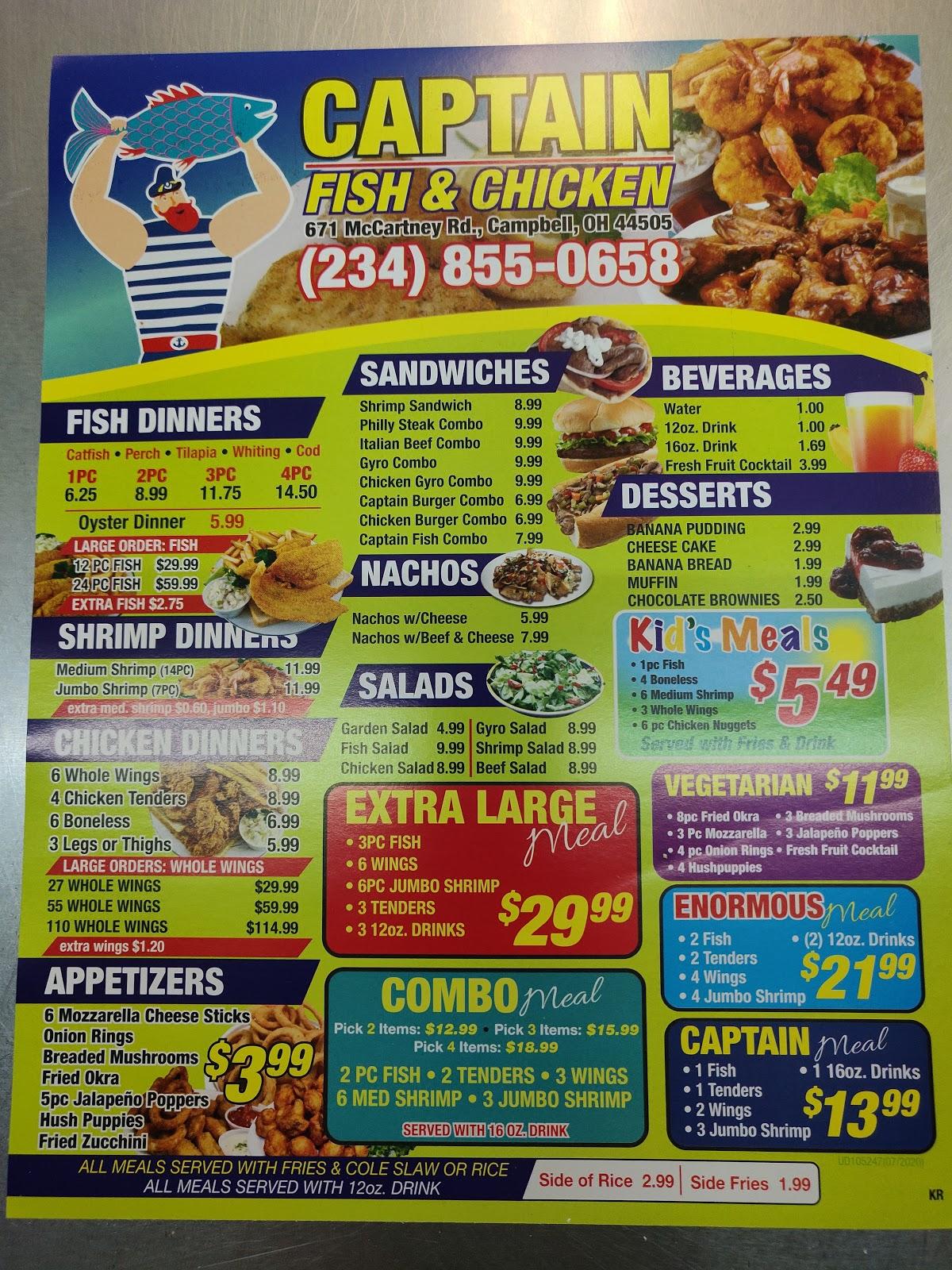 Menu at Captain Fish & Chicken restaurant, Youngstown