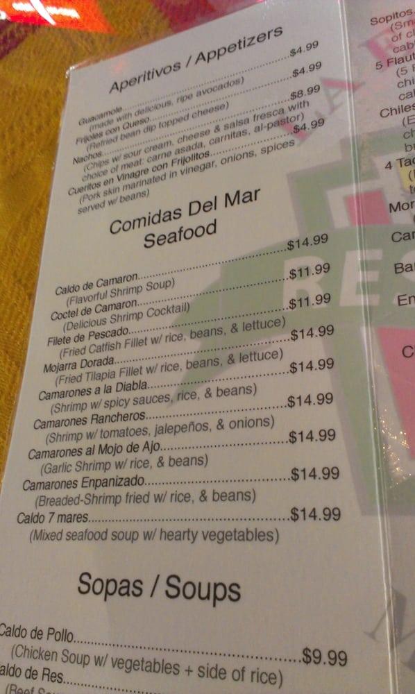 Menu at La Estrellita restaurant, Redwood City