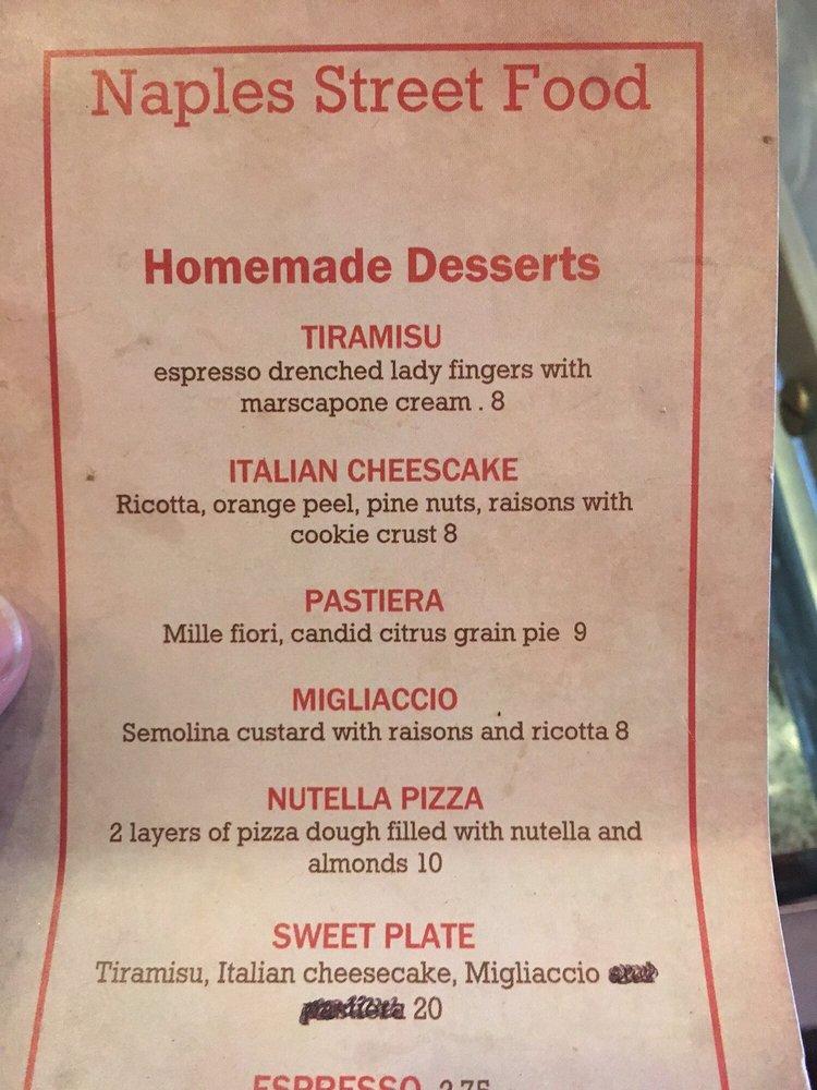 Menu at Naples Street Food pizzeria, Franklin Square