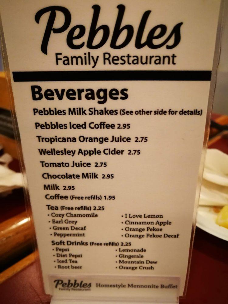 Menu at Pebbles Family Buffet restaurant, Durham