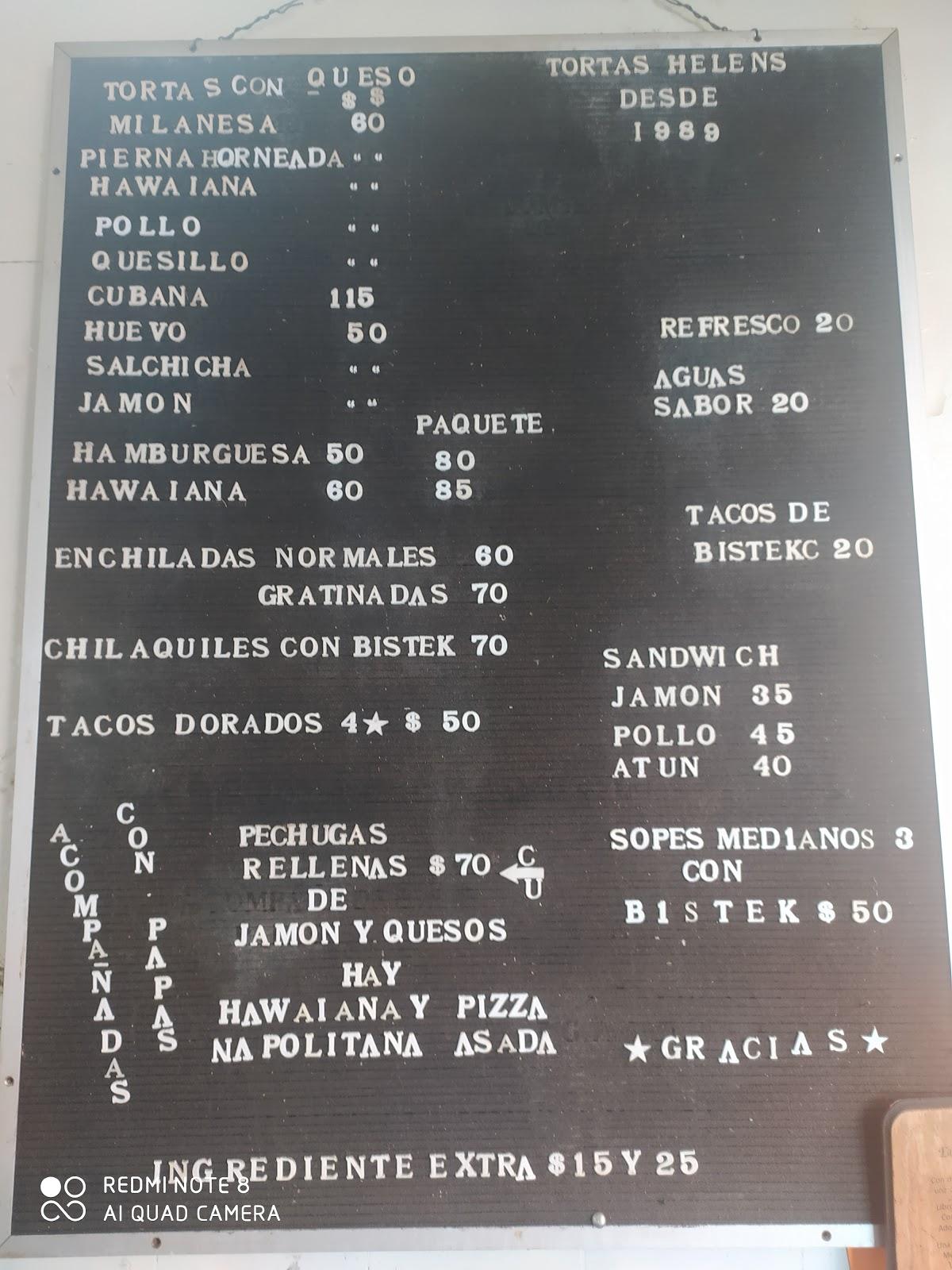 Menu at TORTAS HELENS restaurant, Mexico