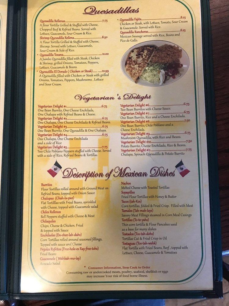 Menu at El Dorado restaurant, Raleigh, Brentwood Rd