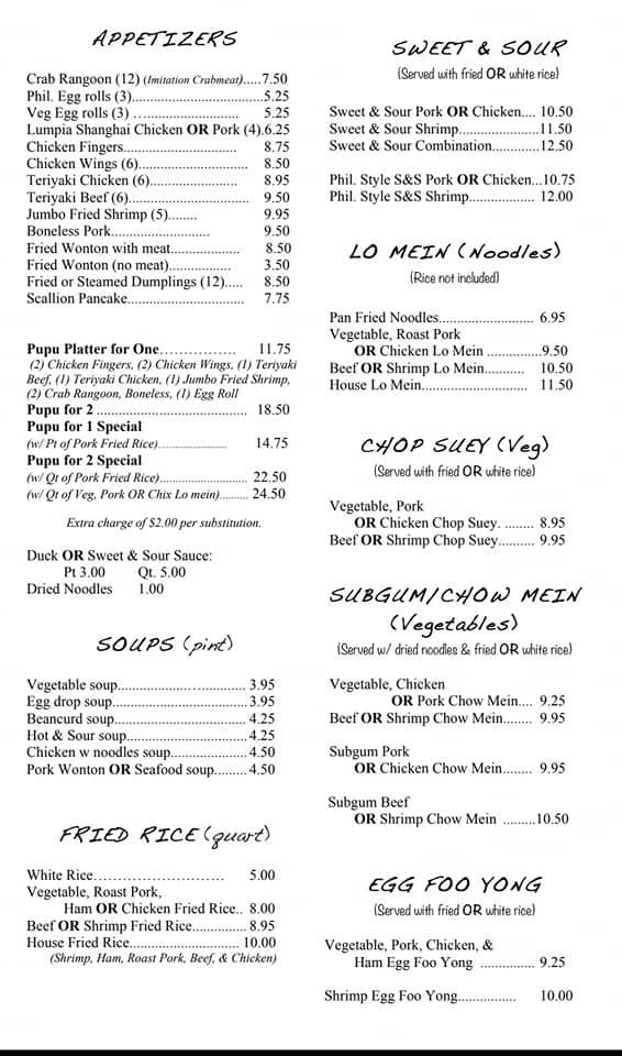 Menu at Golden Wok Chinese Restaurant, Waldoboro, 25 Washington Rd