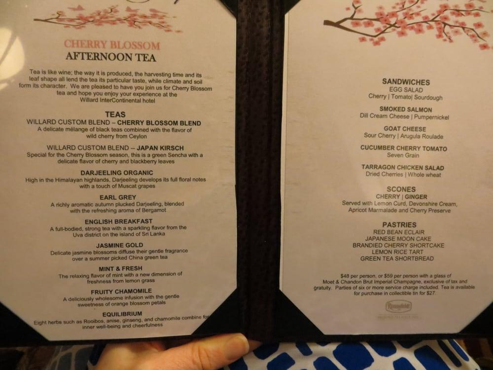 Carta del restaurante Willard Peacock Alley Tea, Washington D. C.