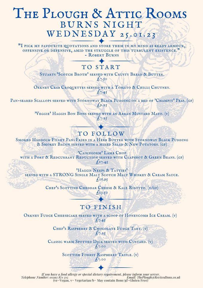 Menu at The Plough & Attic Rooms pub & bar, Rusper