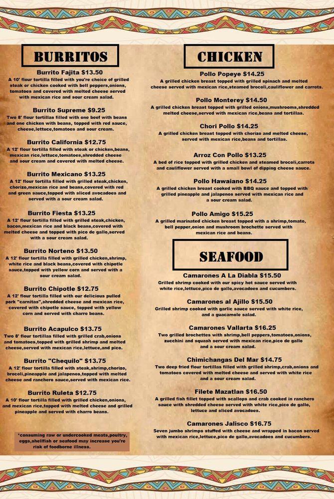 Menu at Casamigos Tilton restaurant, Tilton