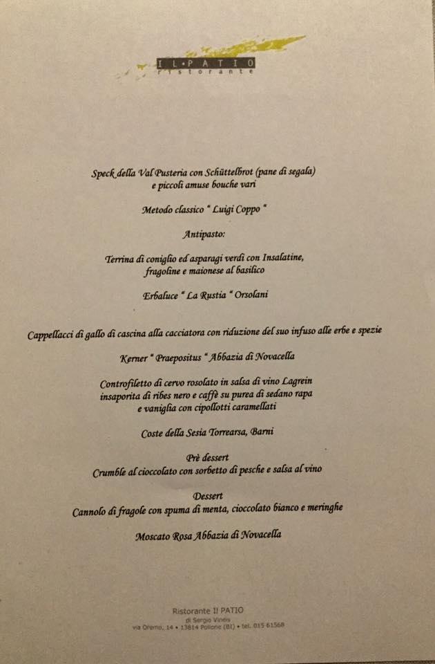 Menu da Il Patio ristorante, Pollone
