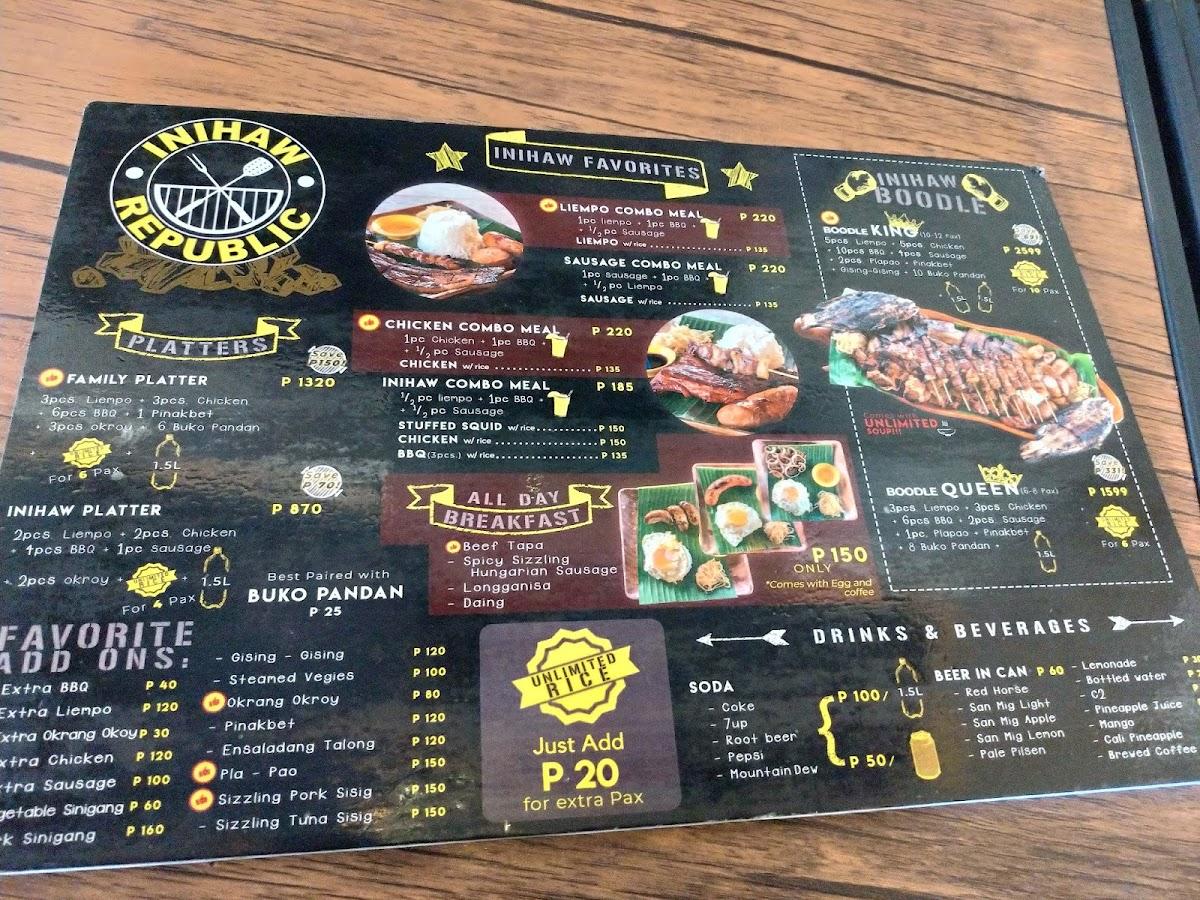 Menu at Inihaw Republic Baguio City, Baguio
