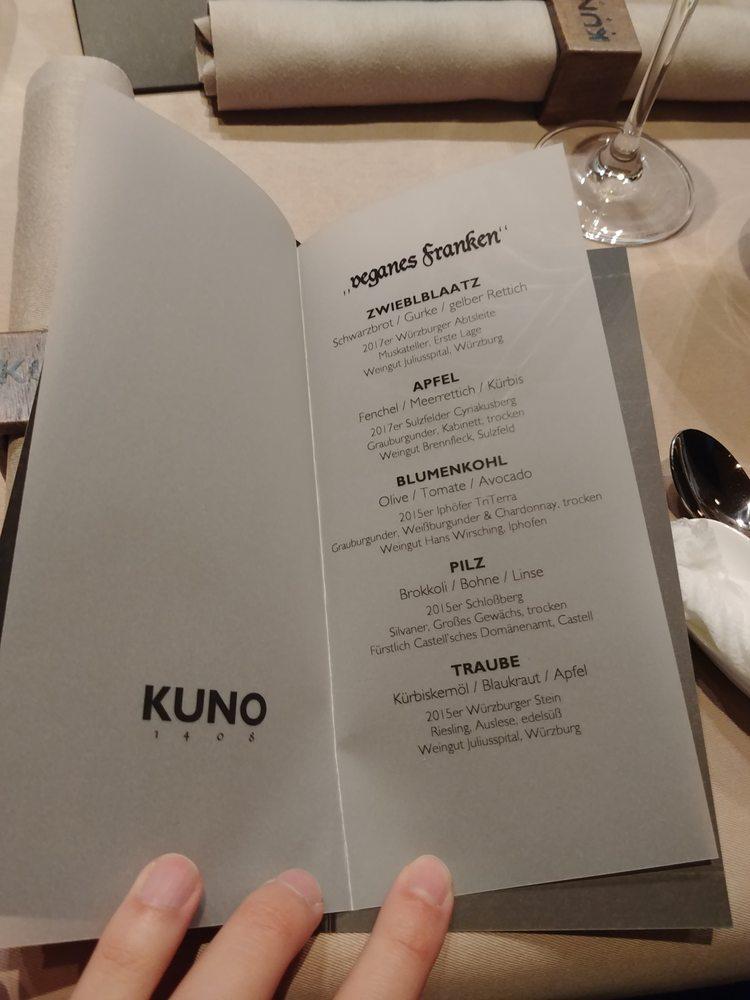 Speisekarte von KUNO 1408 restaurant, Würzburg