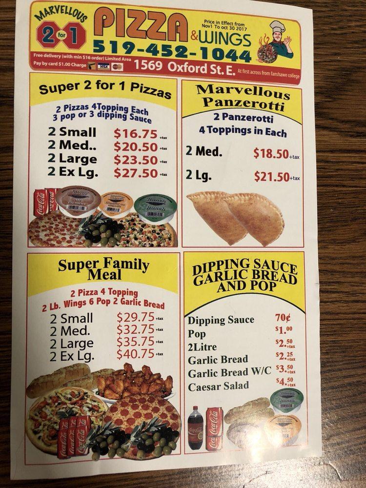 Menu at Marvellous 2 For 1 Pizza pizzeria, London