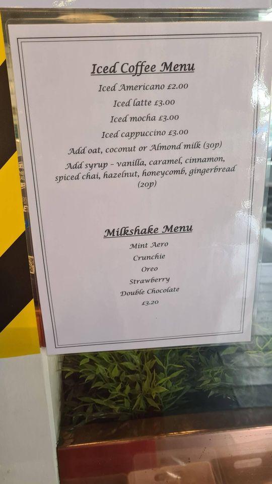 Menu at Urban Retreat cafe, Belfast