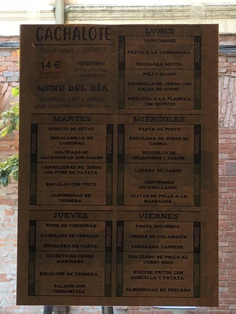 Carta del pub y bar TABERNA CACHALOTE, Santander