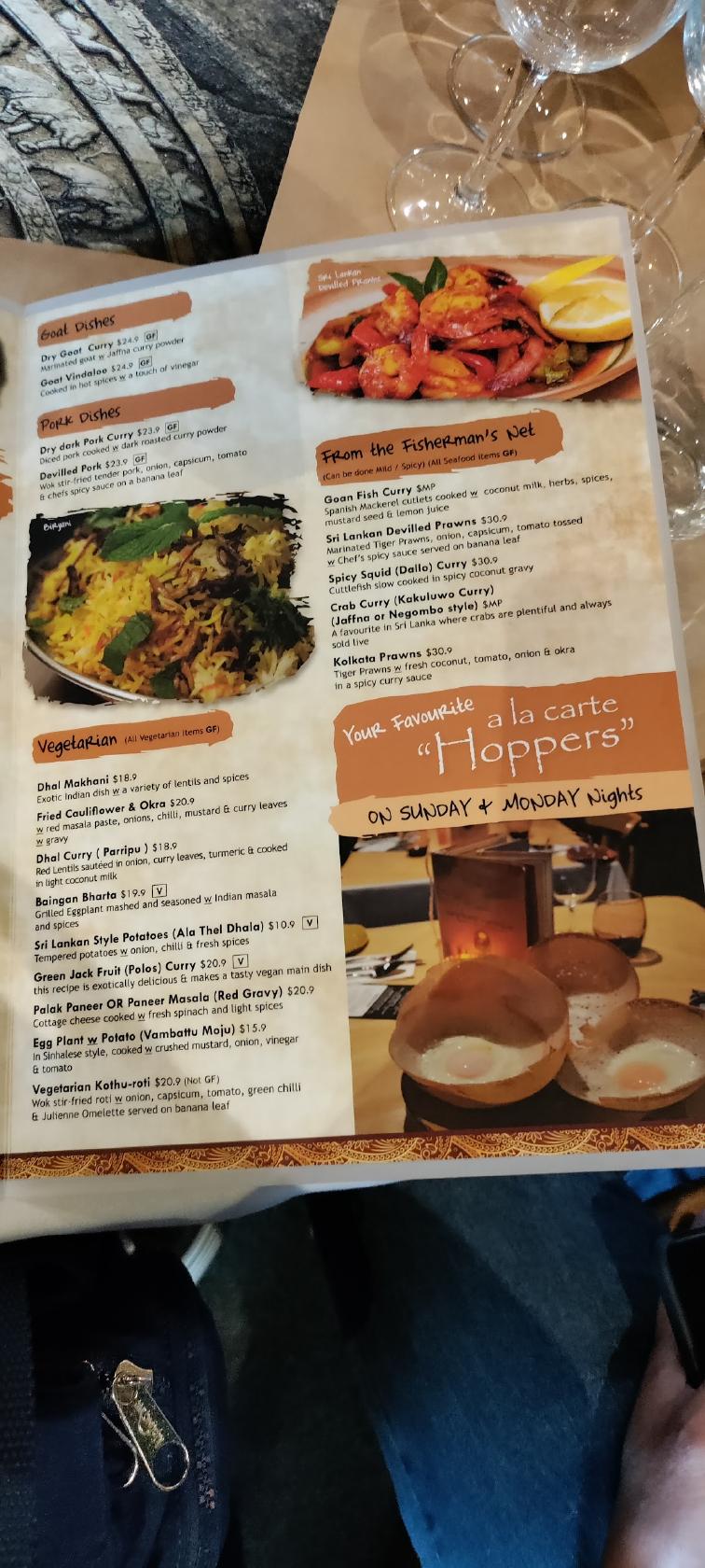 Carta del restaurante Elephant Corridor, Glen Waverley