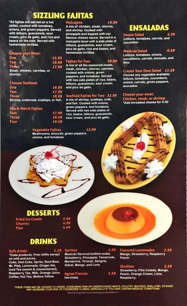 Menu at El Amigo Mexican Grill restaurant, Erie