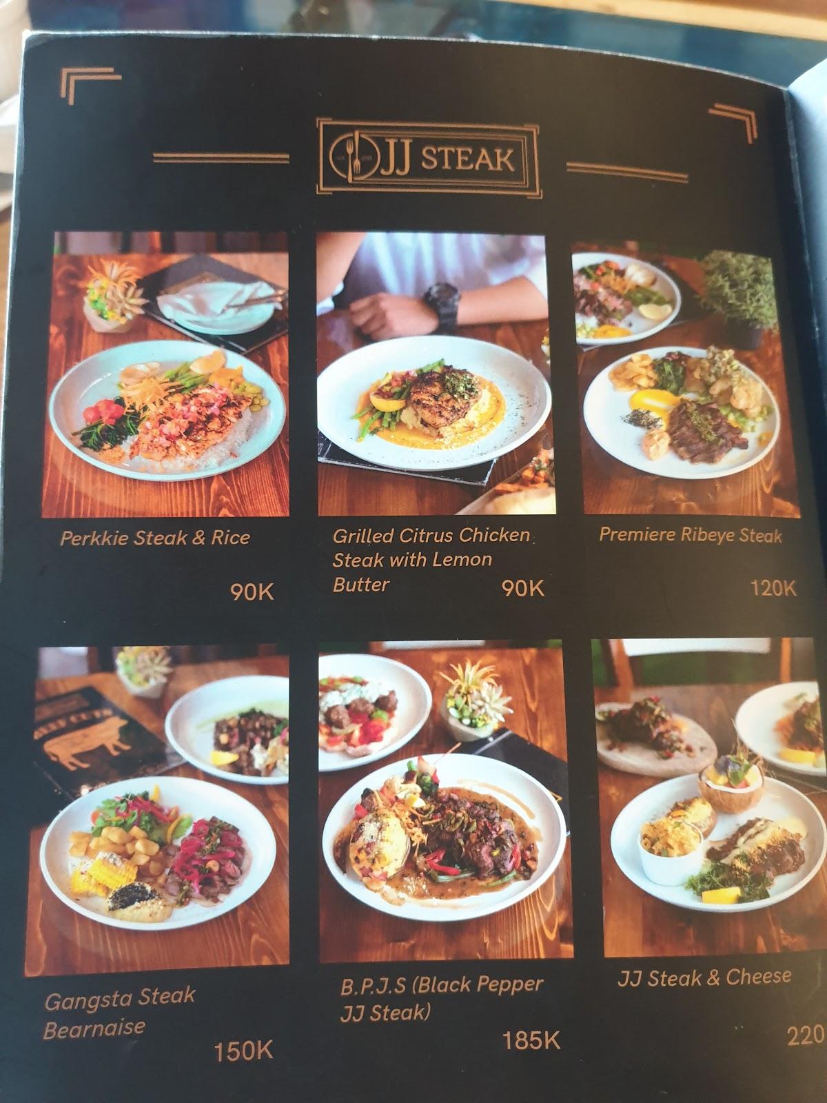 Menu at JJ Steak & Gelato restaurant, Balikpapan