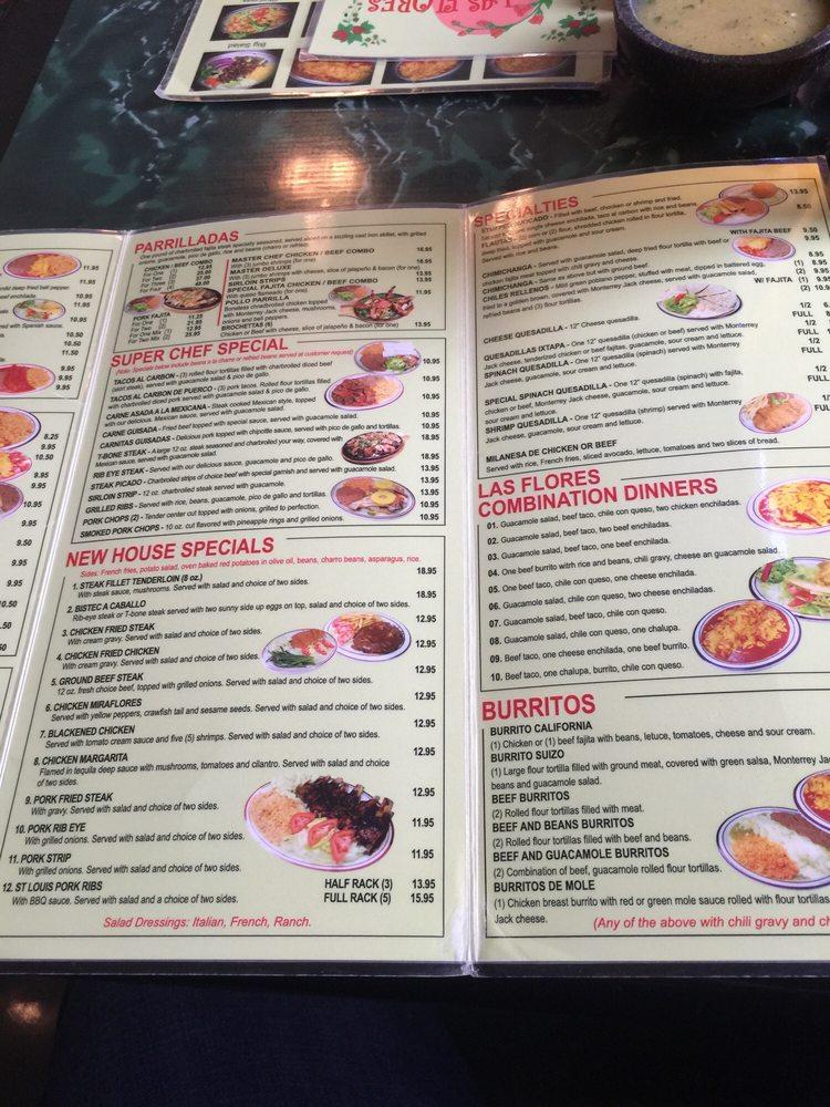 Menu at Las Flores Mexican Restaurant, Wallis