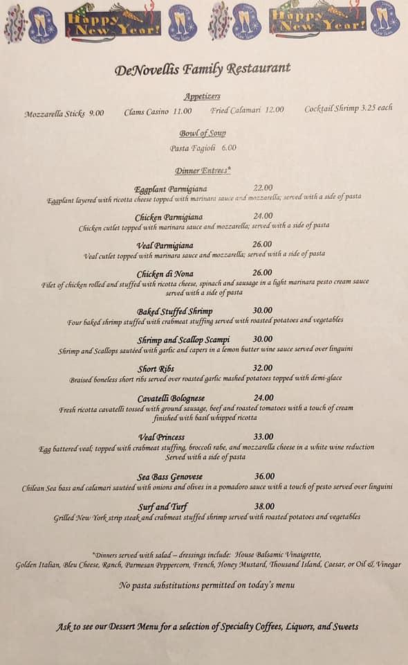 Menu at Denovellis pizzeria, Rocky Hill, 944 Cromwell Ave