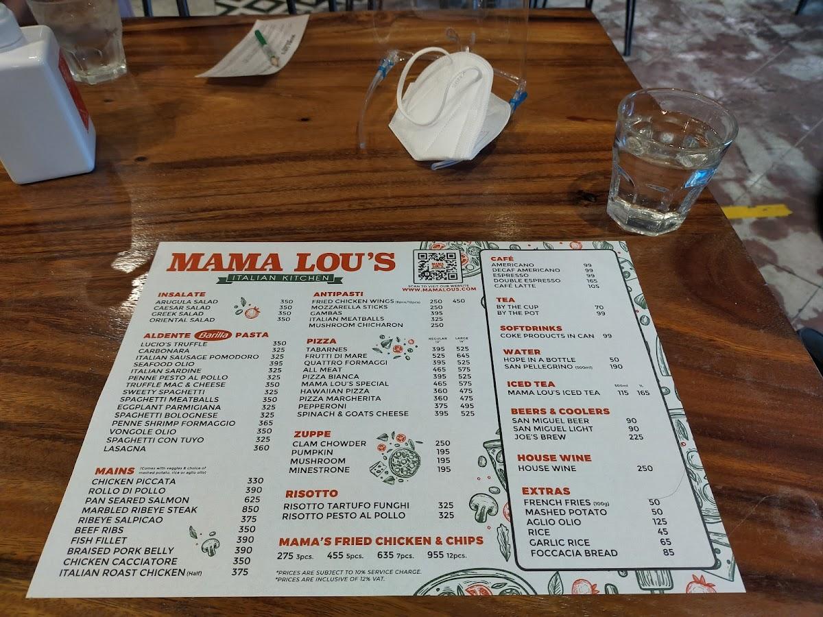 Menu at Mama Lou's Italian Kitchen - Evia Lifestyle Center restaurant ...