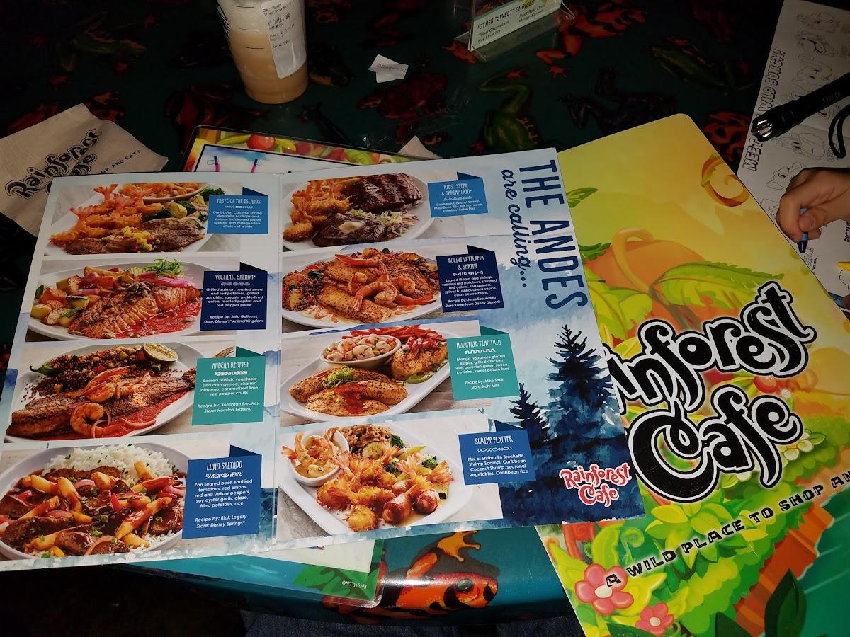 Menu at Rainforest Cafe, Ontario, Mills Cir