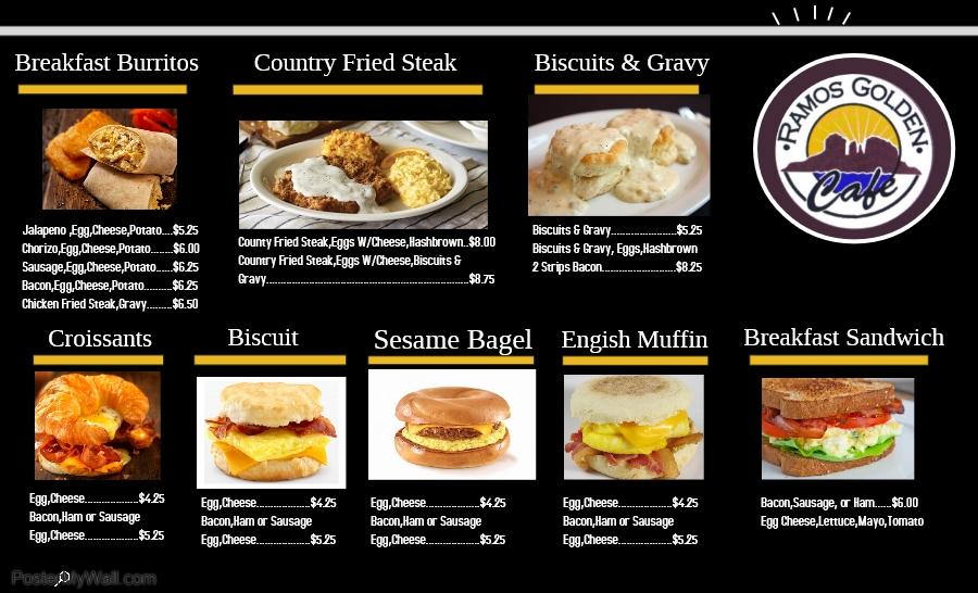 Menu at Ramos Golden Cafe, Phoenix