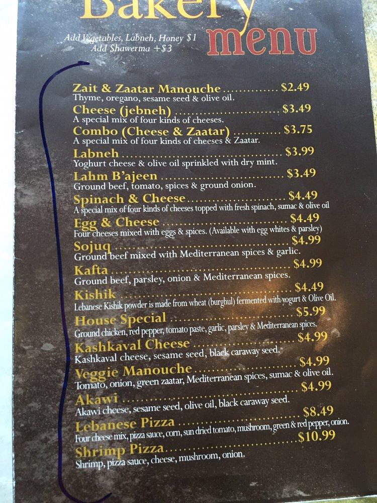 Menu at Zait and Zaatar restaurant, Anaheim, 510 N Brookhurst St #106