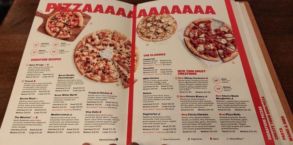 Carta de pizzería Boston Pizza, Hinton