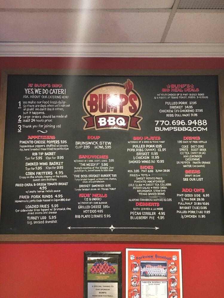 Carta de Bump's Bbq, Lilburn