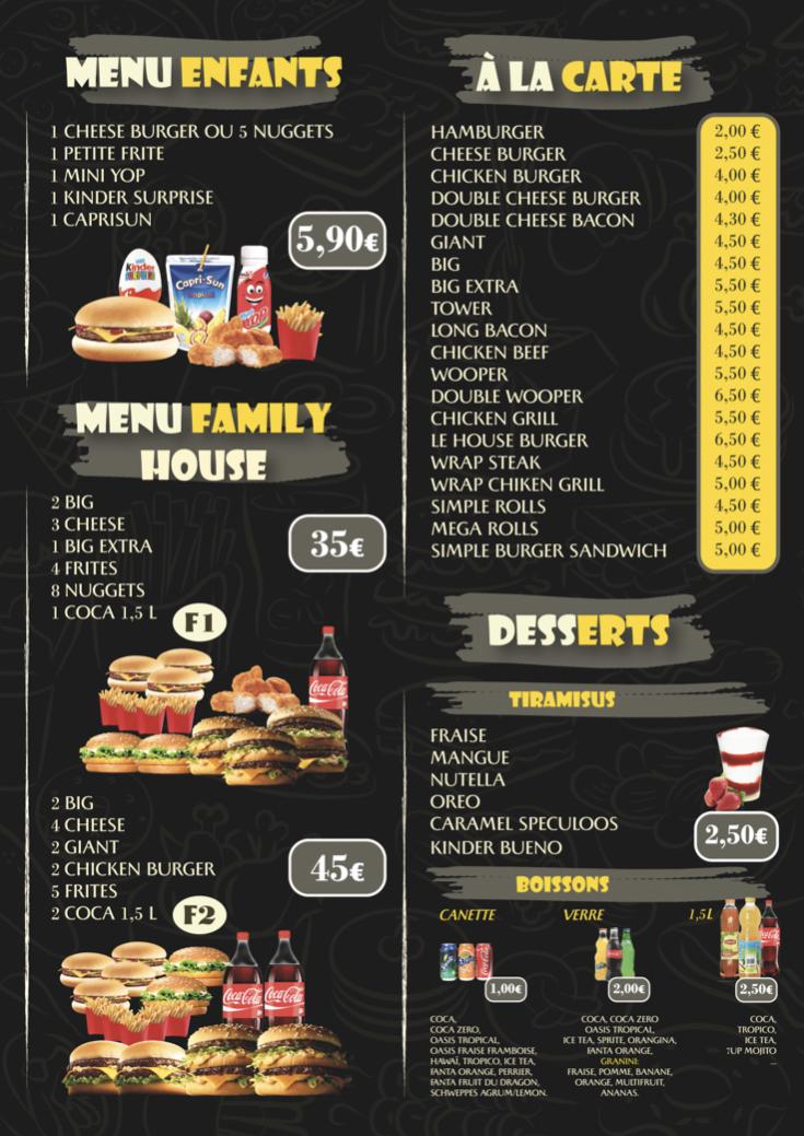 Menu au #CHB restaurant, Trappes