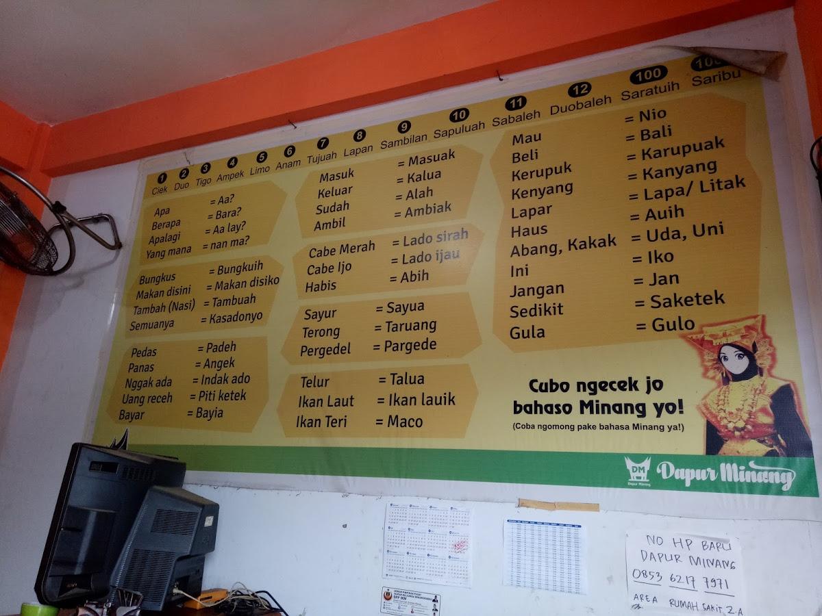 Menu at Dapur Minang Rumah Makan Padang restaurant, Banda Aceh
