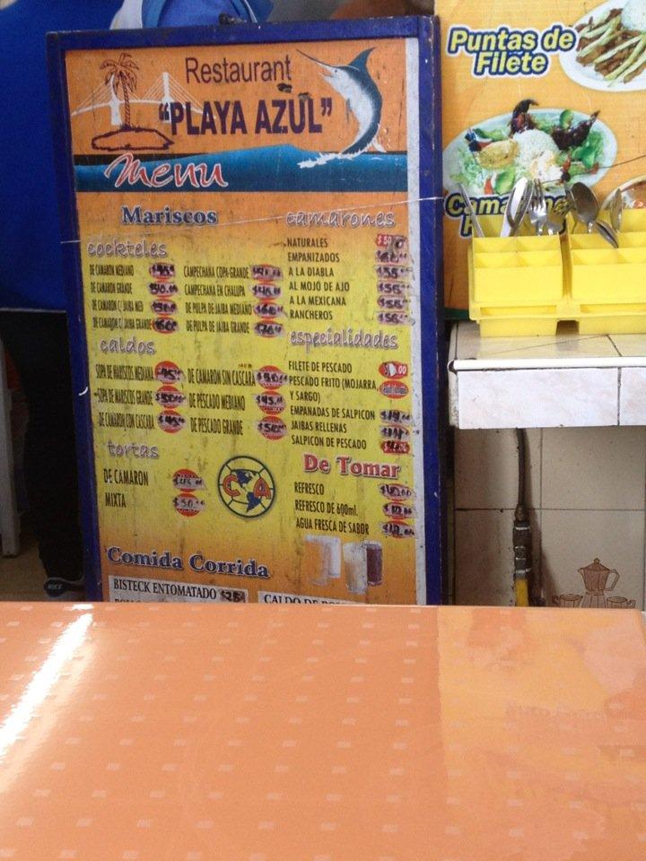 Menu at Restaurant Playa Azul, Tampico