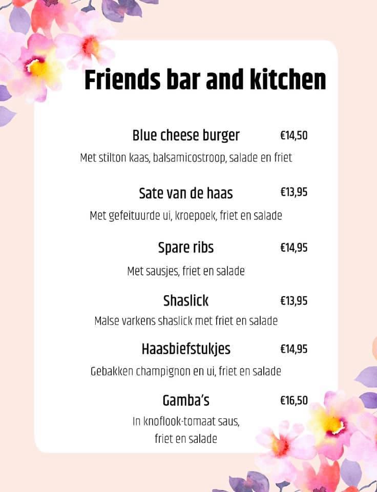 Menu at Friends Bar And Kitchen, Zandvoort
