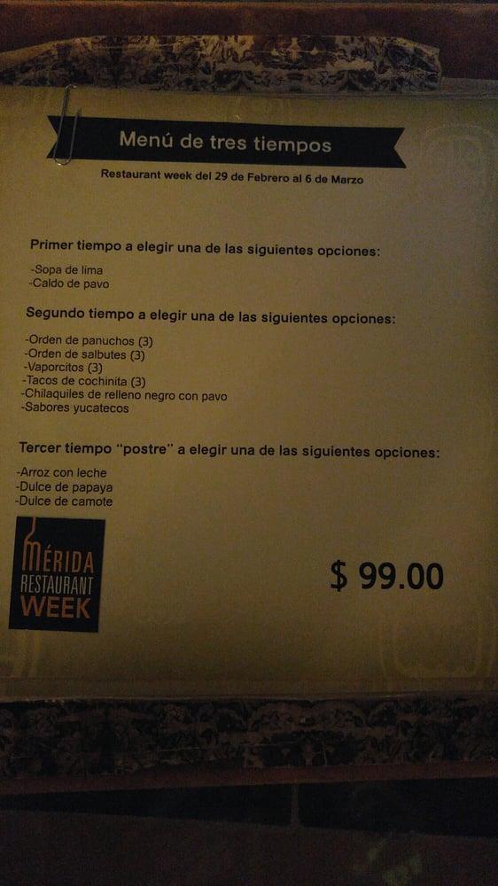 Carta del restaurante La Chaya Maya, Merida, C. 57 x 62