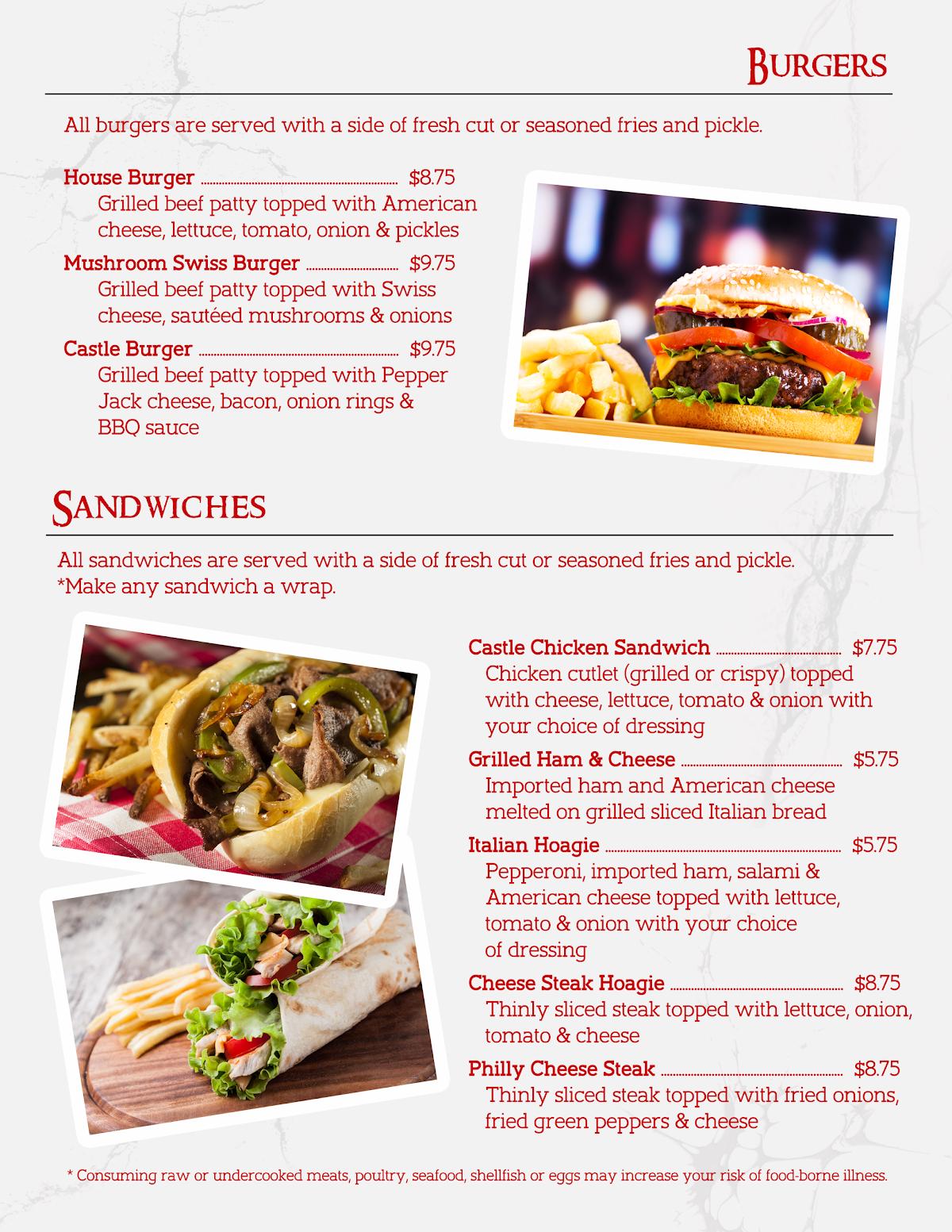Menu at The Castle Pub, Ebensburg