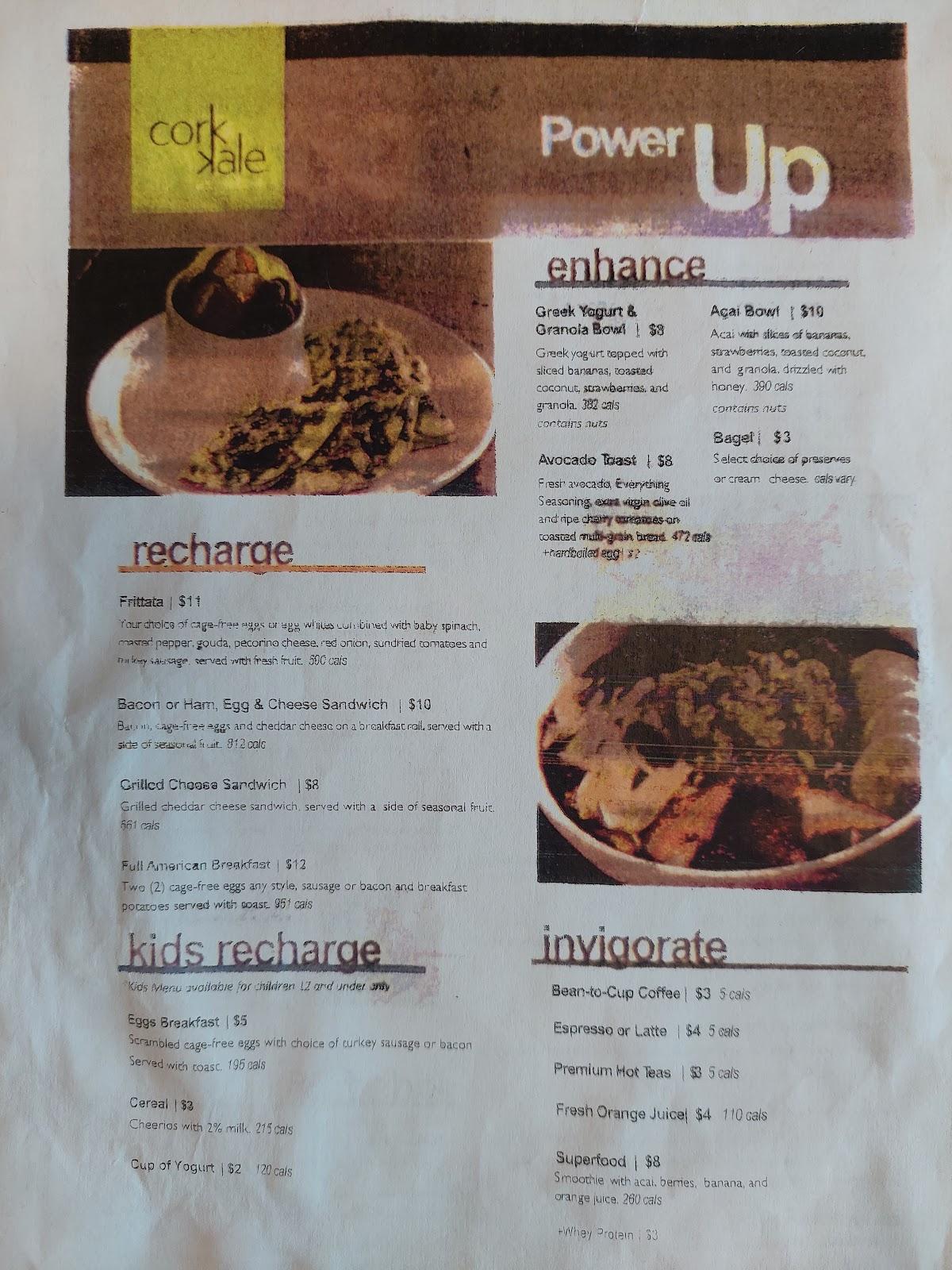 Menu at Cork & Kale pub & bar, Miami