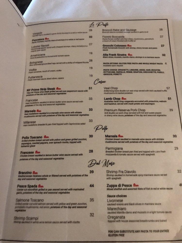 Menu at Il Colosseo Ristorante NJ Italian restaurant, Red Bank