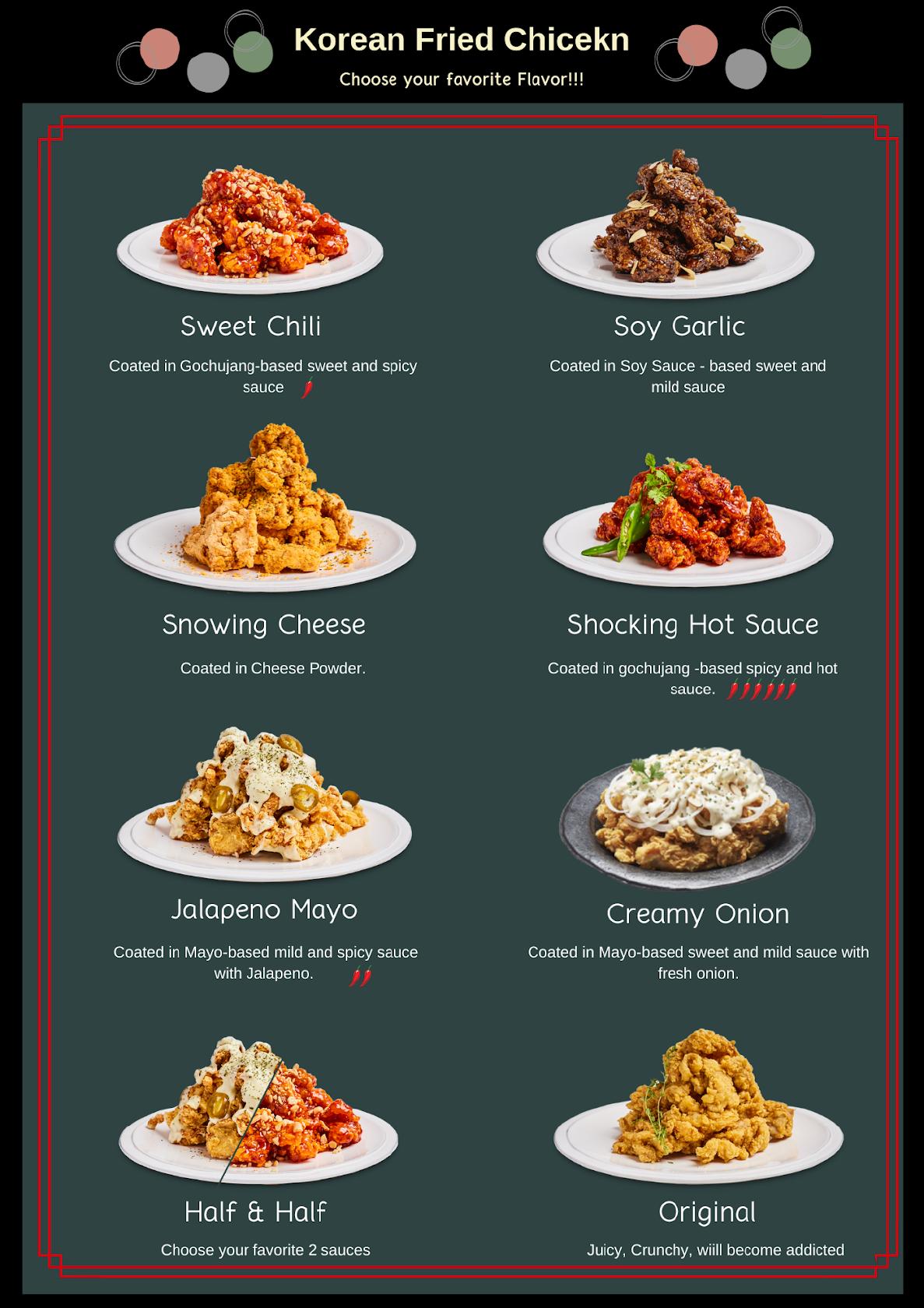 Menu at JJ Korean Chicken & BBQ, Mildura