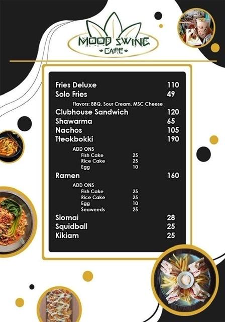 Menu at MOOD SWING CAFE, Sudipen