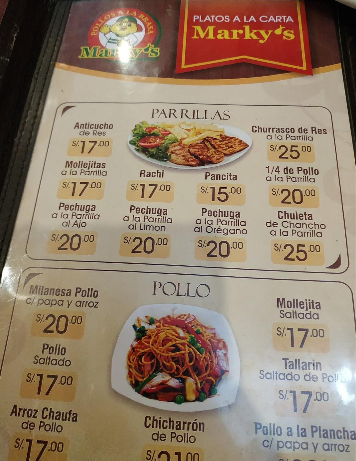 Menu at Marky's Chincha restaurant, Chincha Baja District