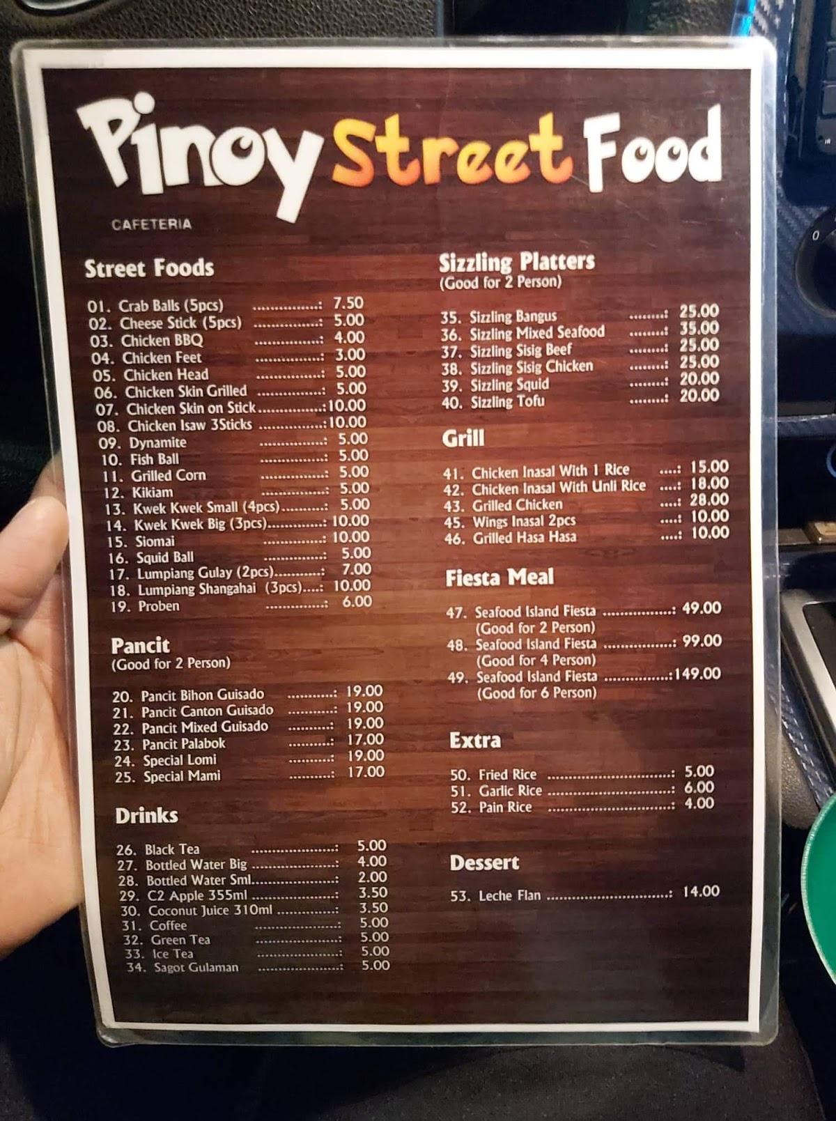 Menu at Pinoy Street Food Hamdan Street restaurant, Abu Dhabi, 11 Al ...