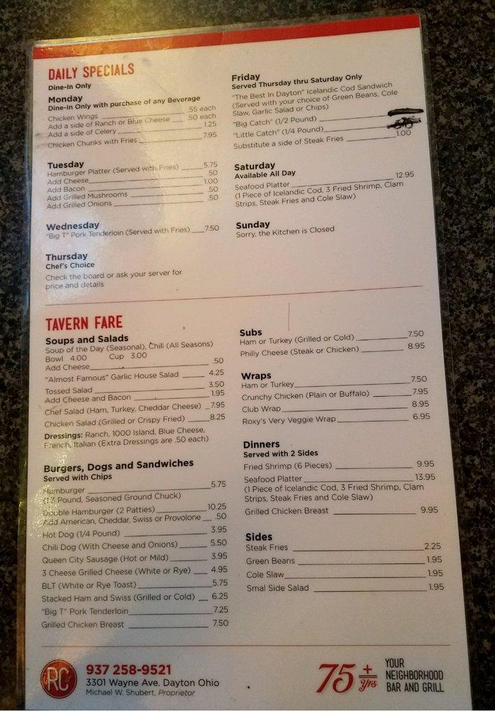 Menu at Red Carpet Tavern pub & bar, Dayton