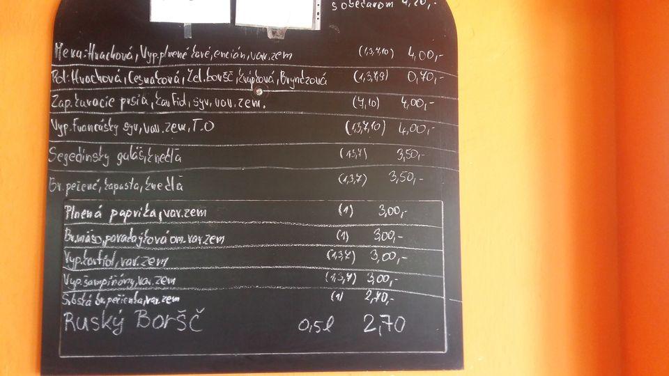 Menu at Reštaurácia a bar Rubín, Rožňava