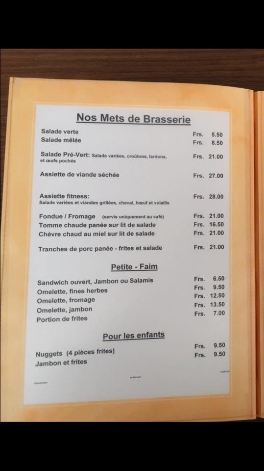 Menu au Restaurant le Pré-Vert, Rochefort
