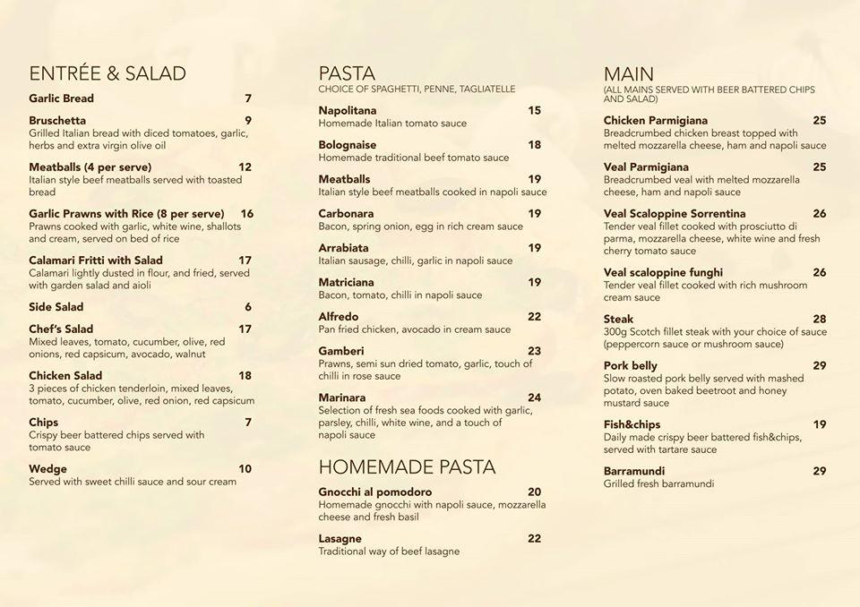 Menu at Something Italian cafe, Merriwa