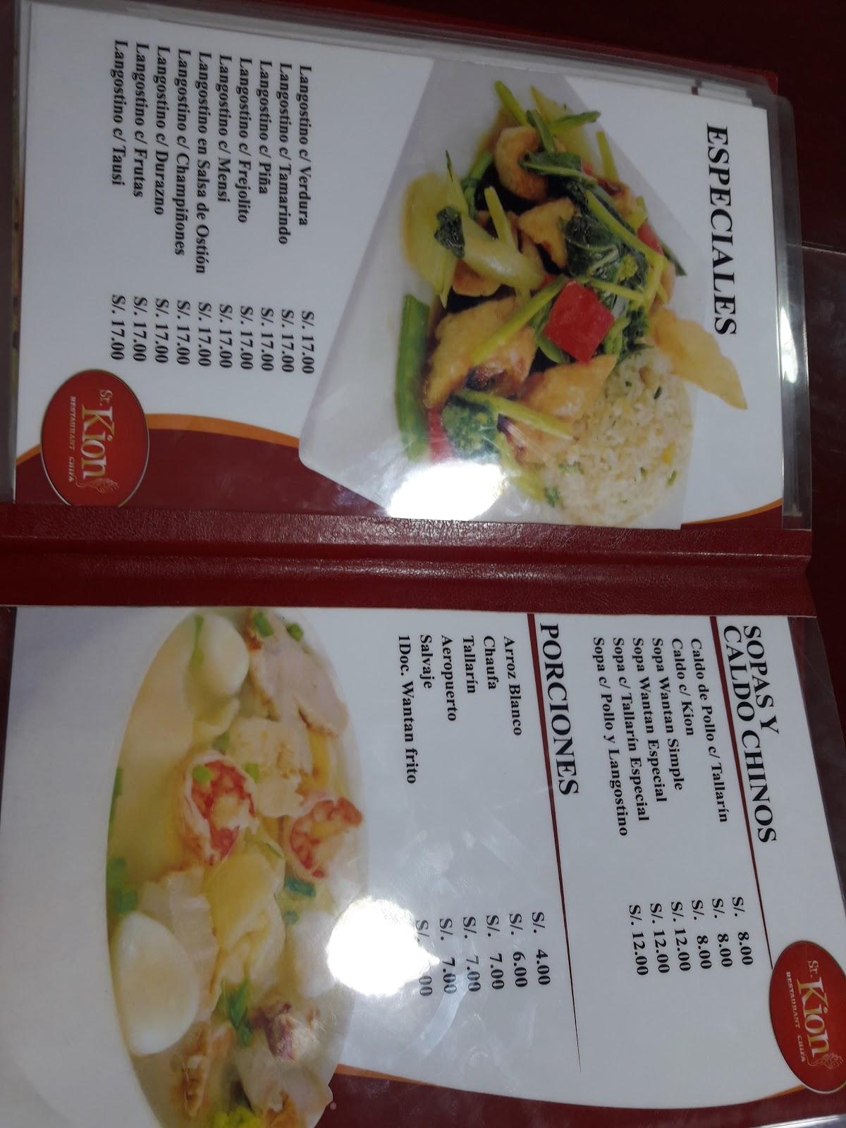 Carta del restaurante Sr. Kion, San Juan del Lurigancho