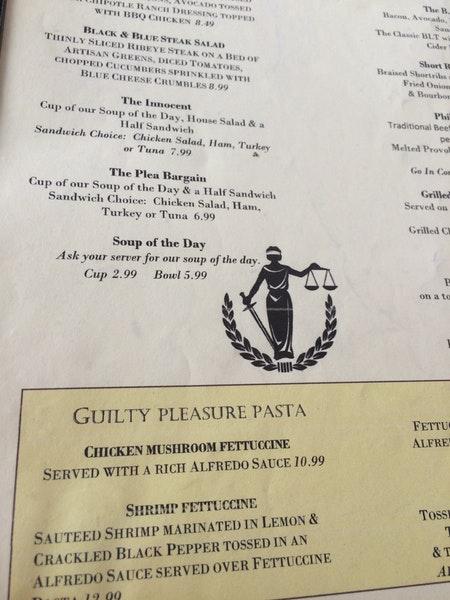 Menu at The Courtroom Restaurant, El Centro