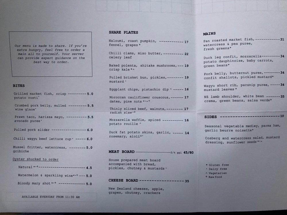 Menu at The Glass Goose pub & bar, Auckland